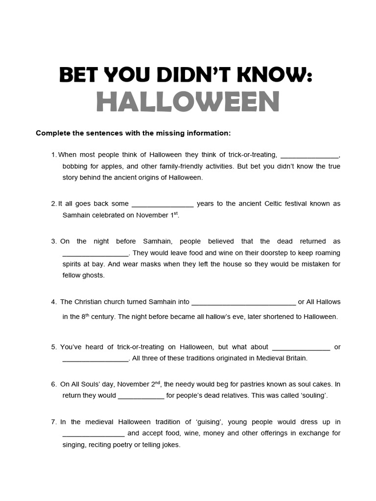 Halloween Listening Activity | PDF