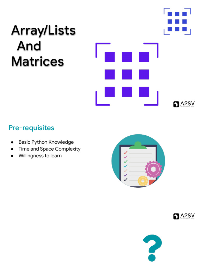 Arrays - Lists and Matrices | PDF | Computer Data | Algorithms And Data ... Arrays - Lists and Matrices | PDF | Computer Data | Algorithms And Data ...