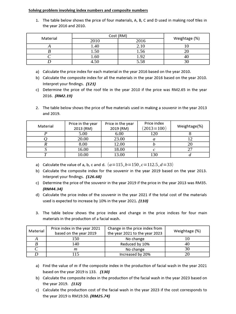 (Part 2) Latihan Nombor Indeks | Download Free PDF | Index (Economics ...