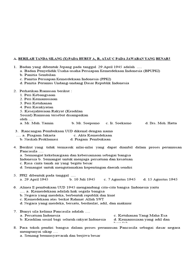 Soal UAS PKN Kelas 6 SD Semester 1 (Ganjil) Dan Kunci Jawaban | PDF