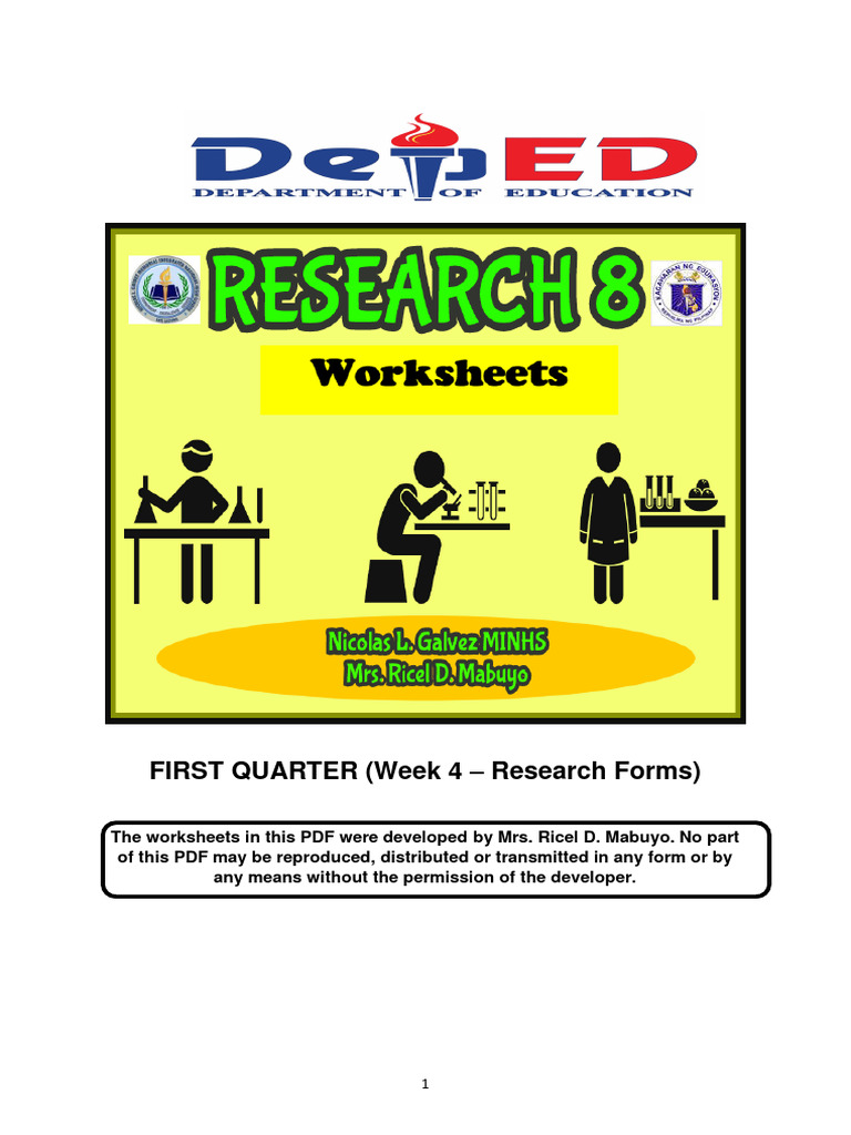 Research Worksheets for Grade 8 Students | PDF | Career & Growth ...