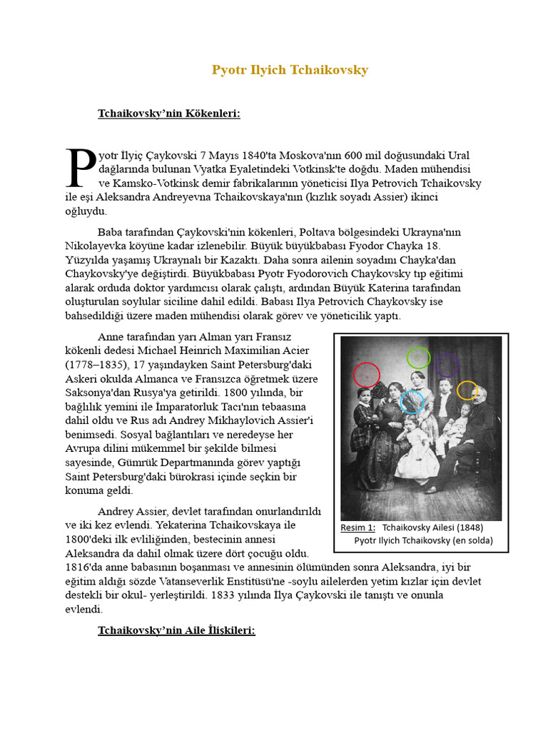 Pyotr Ilyich Tchaikovsky Hayatı | PDF
