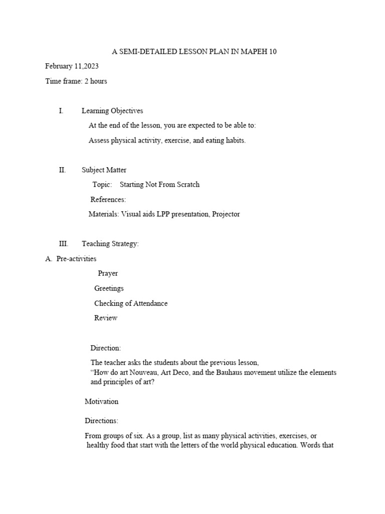 3RD QUATER LESSON PLAN | PDF | Physical Fitness | Public Health