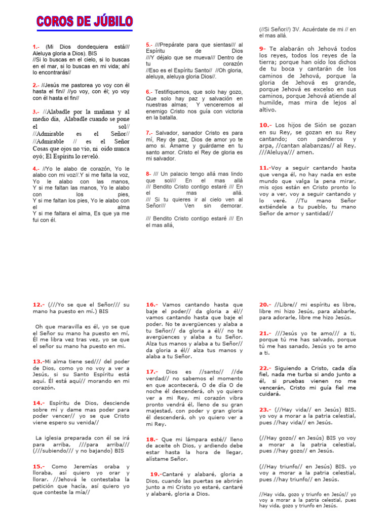 Coros de Jubilo 3 Col. para Anillado A4 | PDF