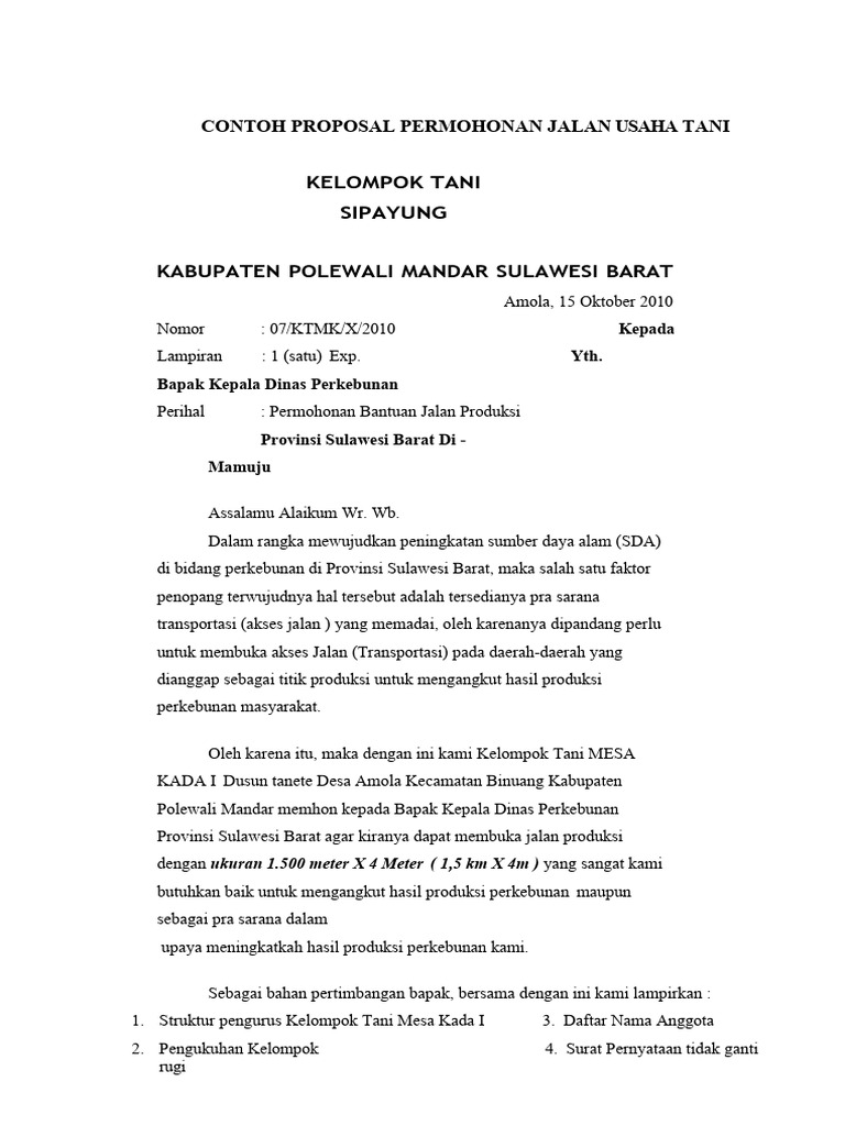 Proposal Jalan Usaha Tani Kelompok Tani | PDF