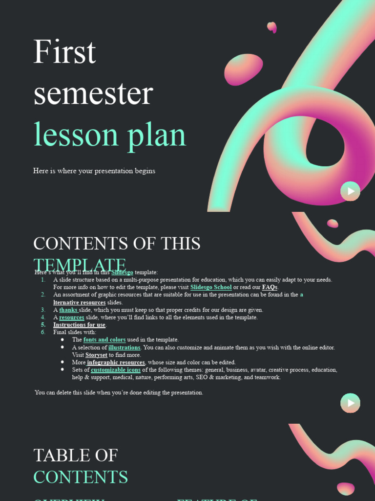 First Semester Lesson Plan XL by Slidesgo | PDF | Planets | Planets In Astrology