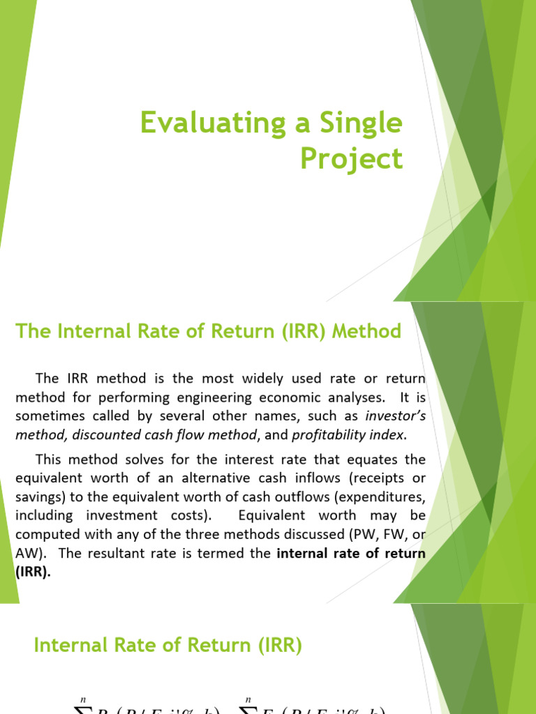 Chapter 4 Evaluating A Single Project IRR and ERR | PDF | Internal Rate Of Return | Money