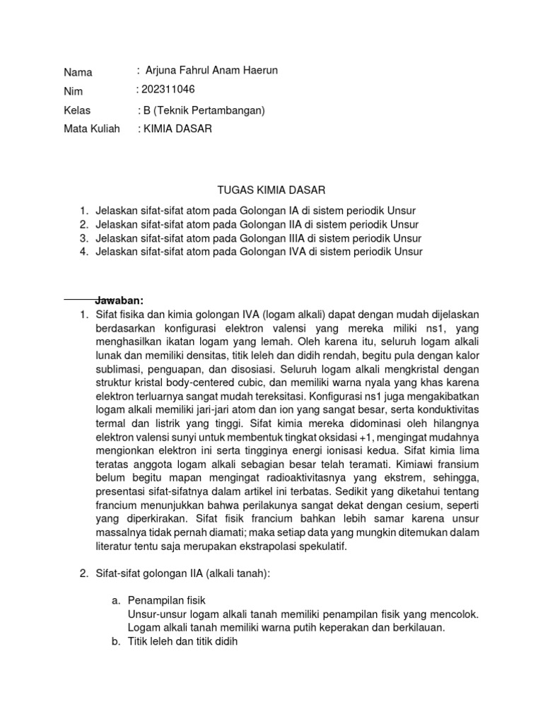 Tugas Kimia Dasar | PDF