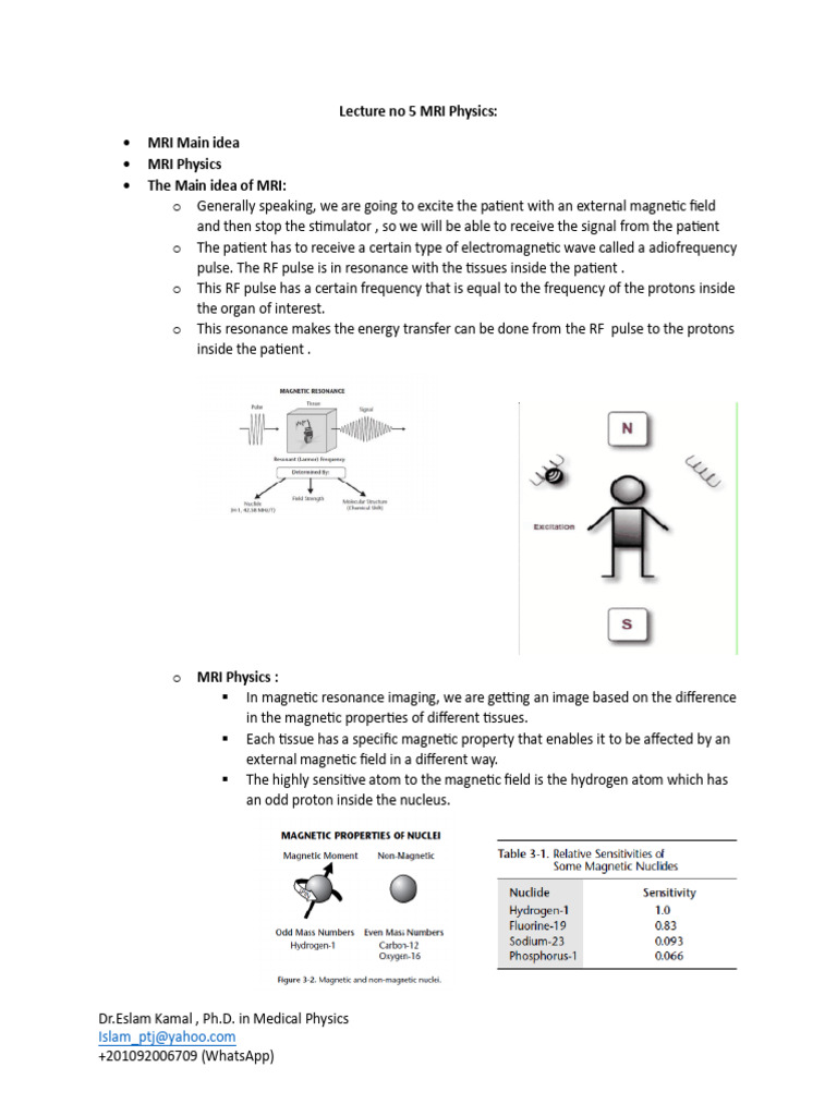 Lecture No 5 MRI Physics(1) | PDF