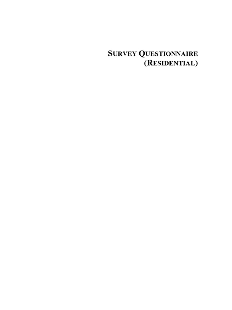 Household Questionnaire | PDF