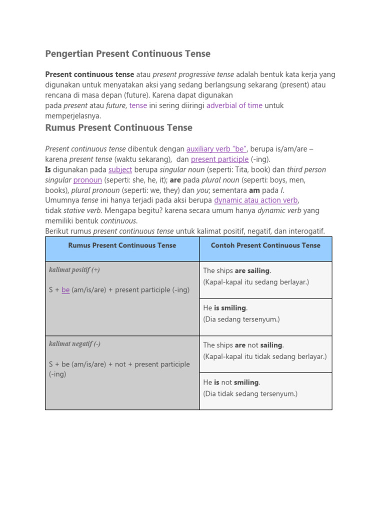 Pengertian dan Rumus Present Continuous Tense | PDF