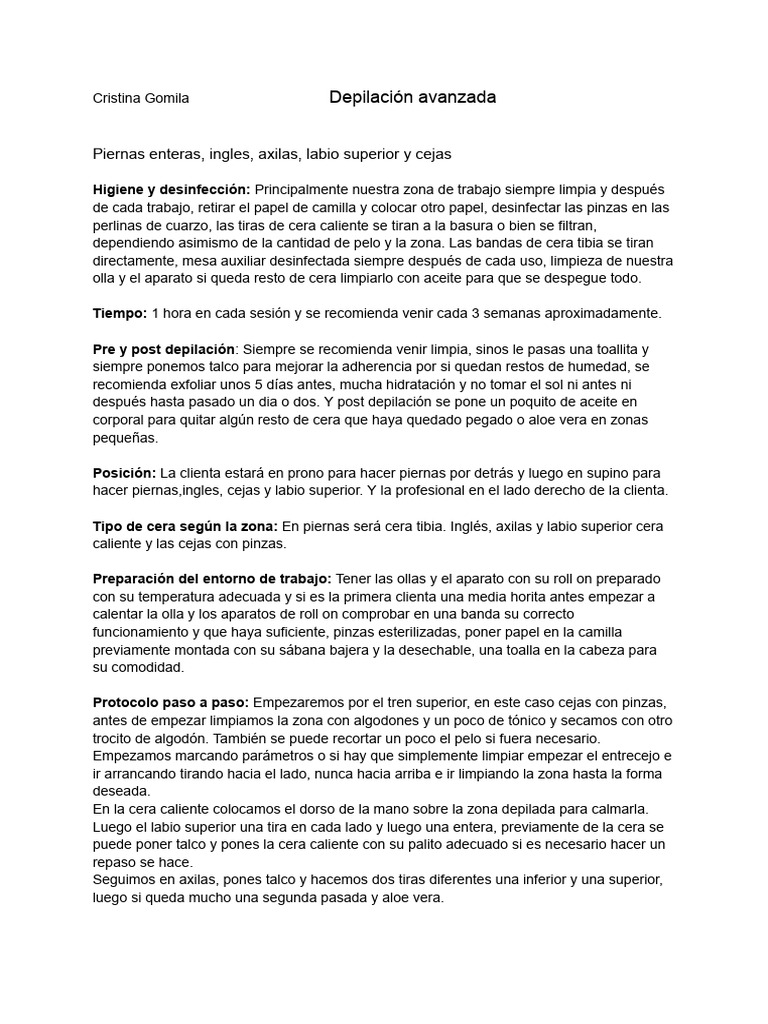 Cristina Gomila Ruiz - Protocol Depilació | PDF