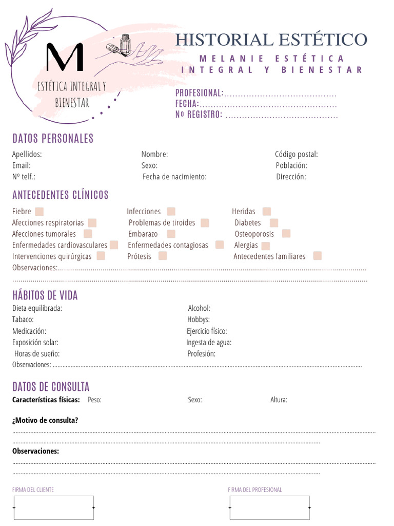 Historial Estético Dermo. | PDF | Medicina | Causas de la muerte