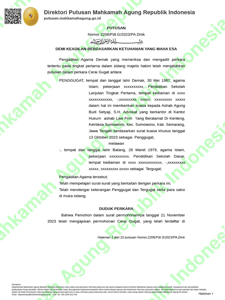 Putusan 2206 PDT.G 2023 Pa - DMK 20240113210059 | PDF