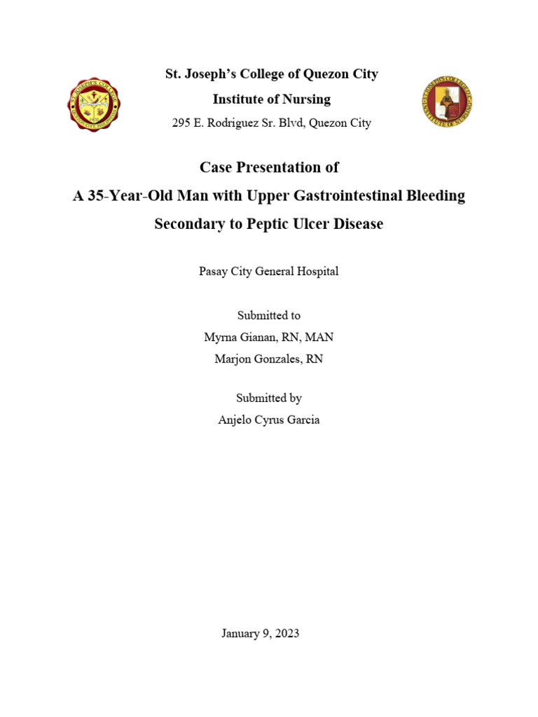 Peptic Ulcer Disease - Case Pres | PDF | White Blood Cell | Stomach