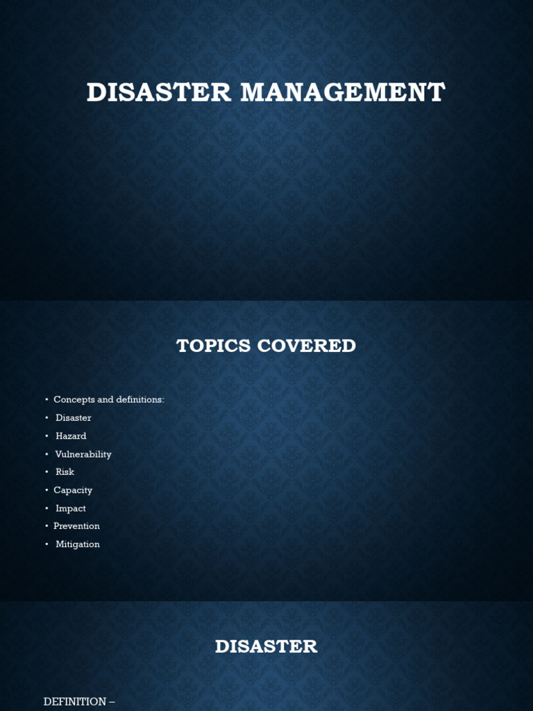 Disaster Management | PDF | Hazards | Natural Disasters