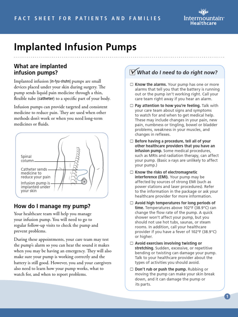 Infusion Pump Guide for Patients | PDF | Pain | Intravenous Therapy