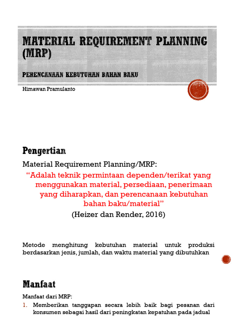 Perencanaan Kebutuhan Material MRP | PDF