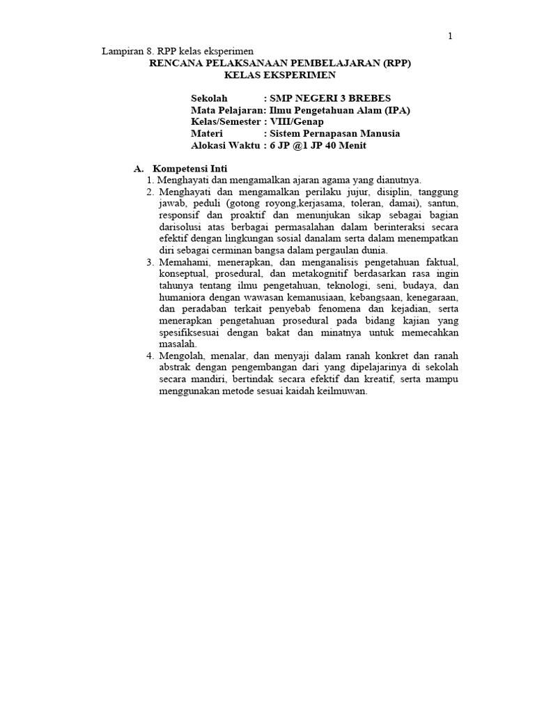 RPP Project Based Learning Sistem Pernapasan | PDF | Kajian Bahasa Asing