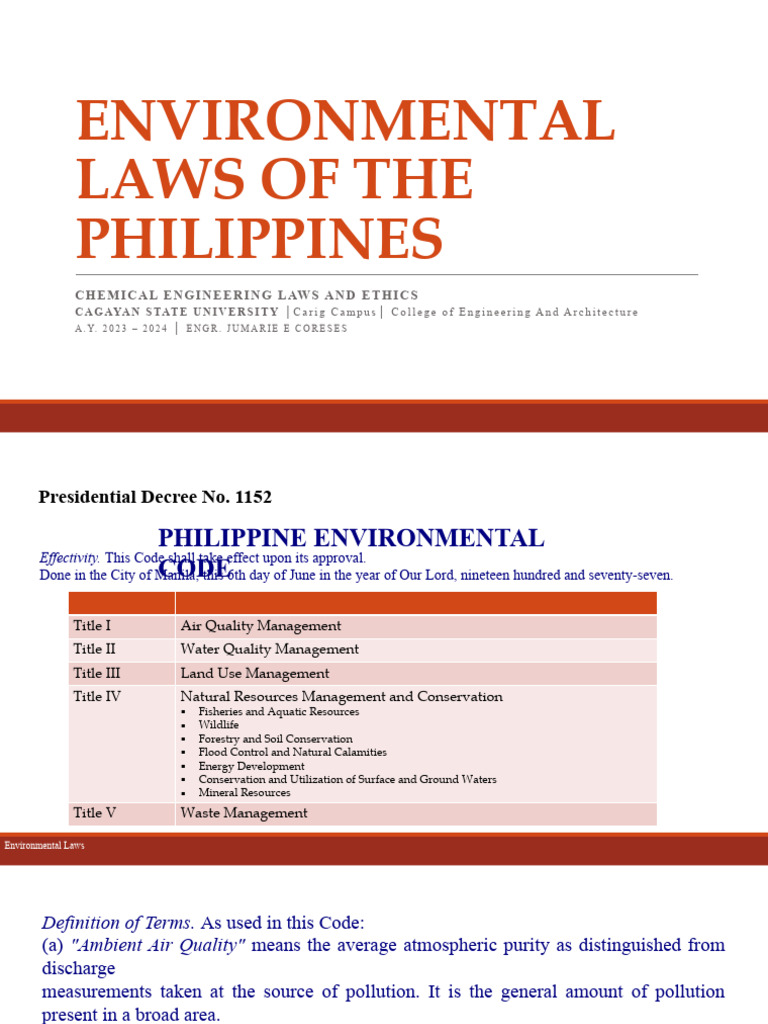 Environmental Laws of The Philippines | PDF