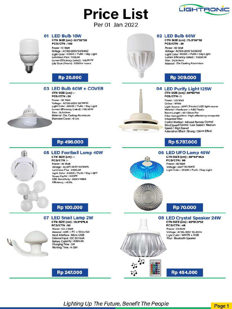 Pricelist Lightronic 2022 Compress (Update 19 Maret 2022) | PDF