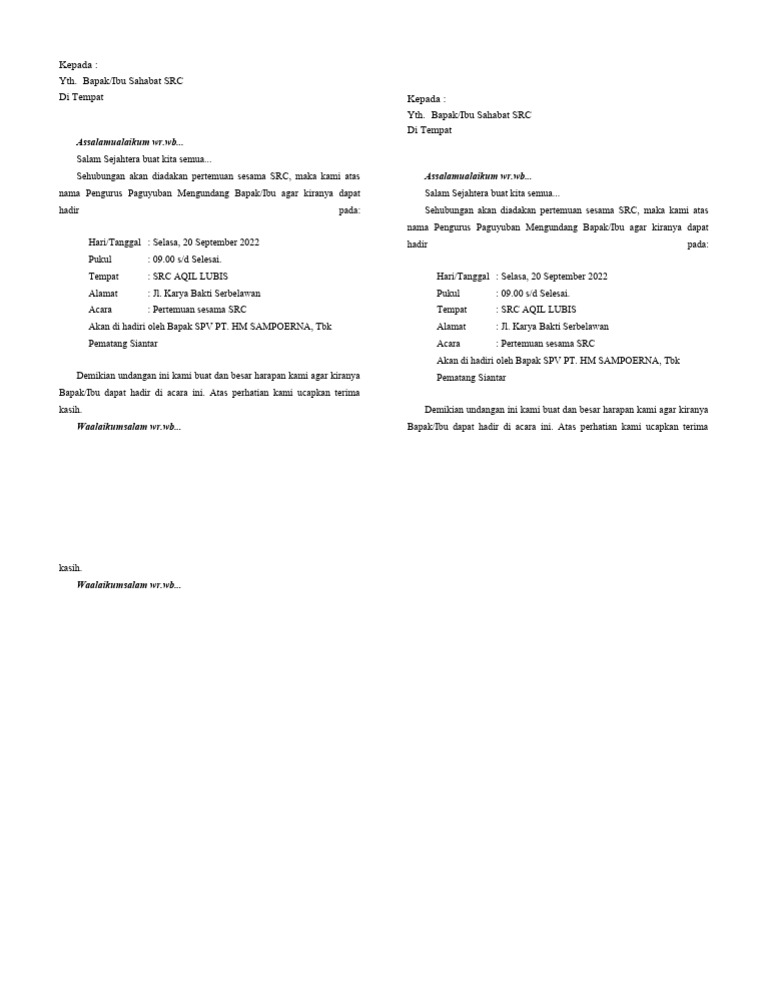 Contoh Undangan Kenduri | PDF