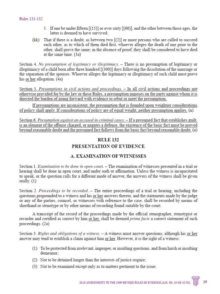 Rule 132 Codals | PDF | Witness Impeachment | Burden Of Proof (Law)
