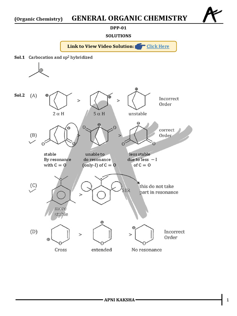DPP - 01 (Video Solution) - General Organic Chemistry | PDF