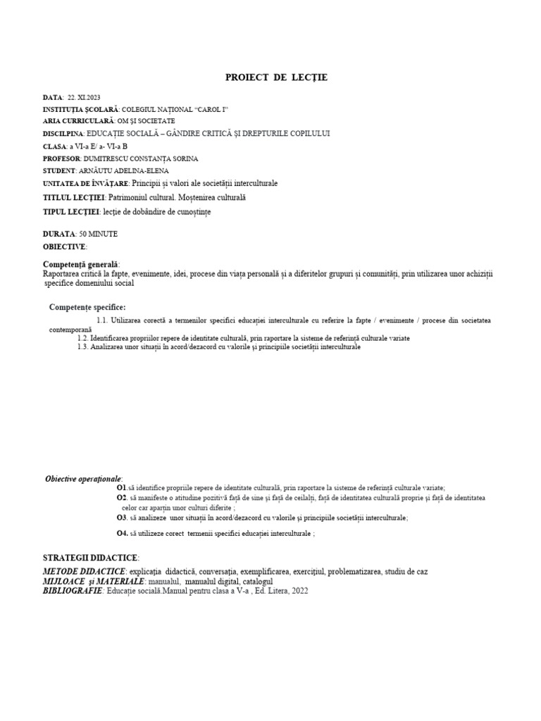 12.proiect-Lectie - Educatie Sociala-22.11.2023 - Copie | PDF
