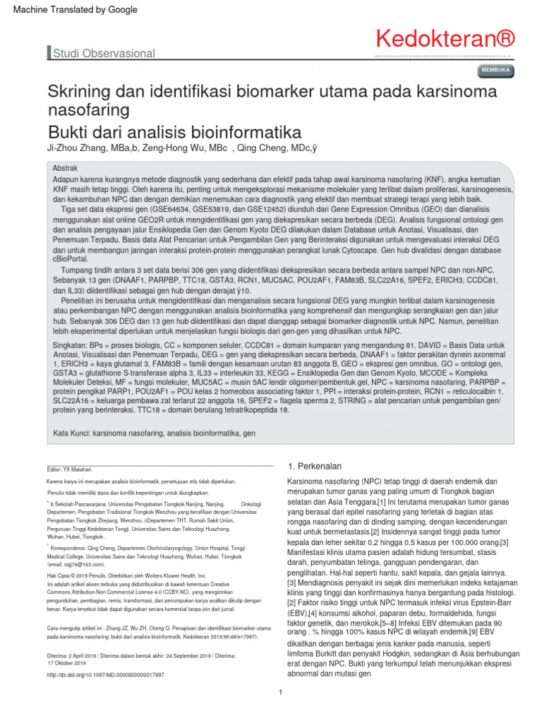 Screening and Identification of Key Biomarkers Ind | PDF Screening and Identification of Key Biomarkers Ind | PDF