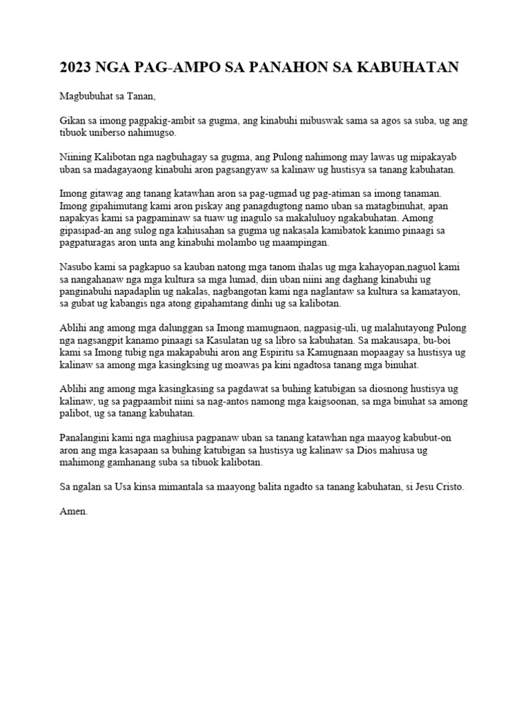 2023 Prayer Season of Creation Cebuano | PDF