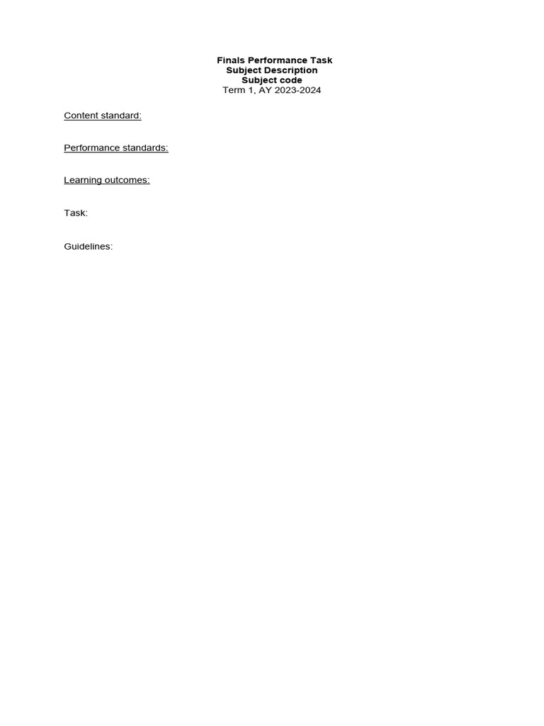 Performance Task Template | PDF