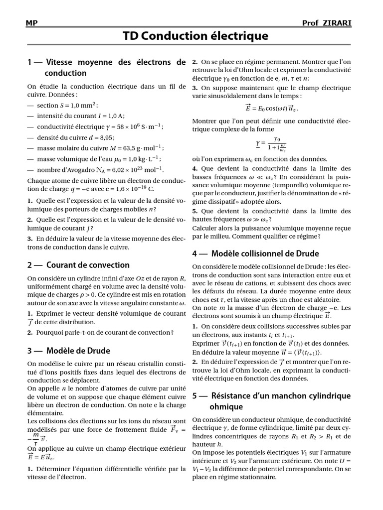 Conduction et Résistance Électrique | PDF | Sciences et mathématiques | Technologie et ingénierie