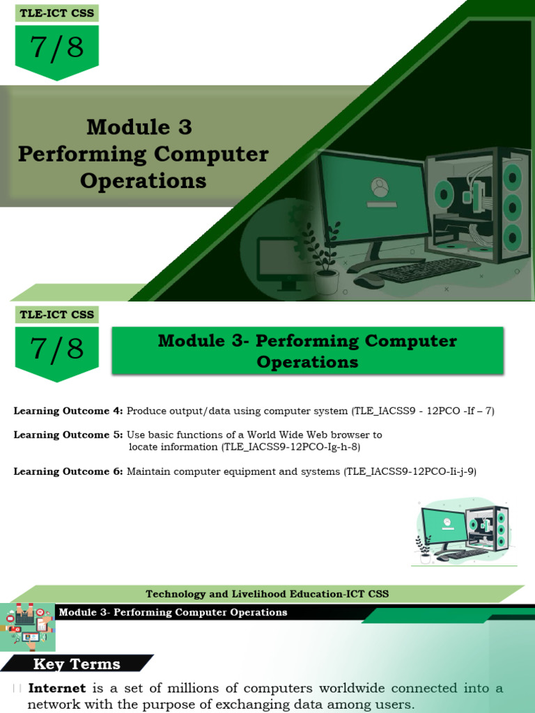 Module 3 Performing Computer Operations Pdf World Wide Web Internet And Web