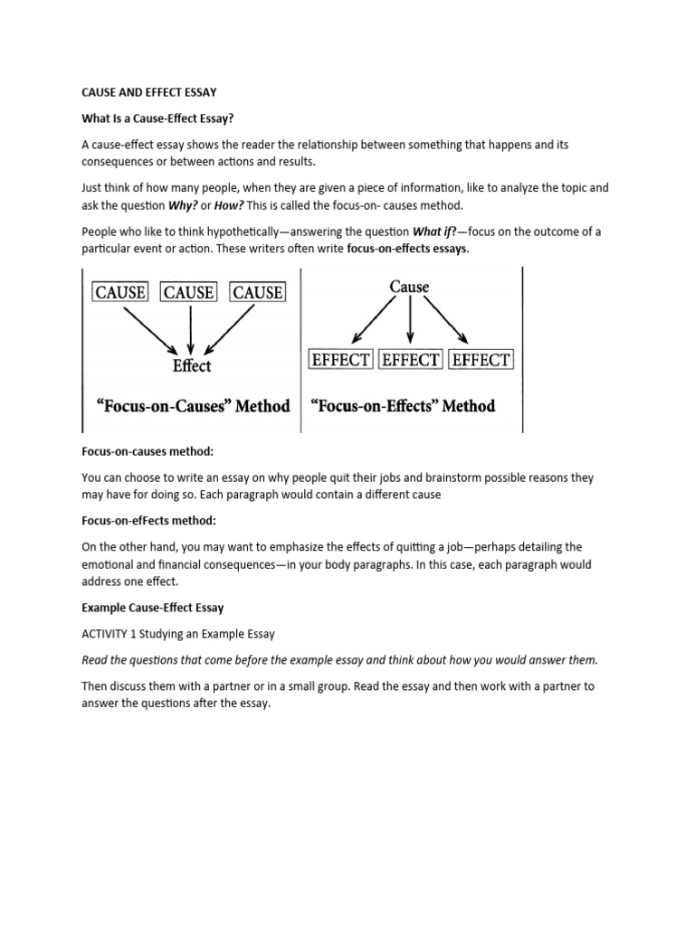 CAUSE AND EFFECT ESSAY | PDF | Essays | Brainstorming