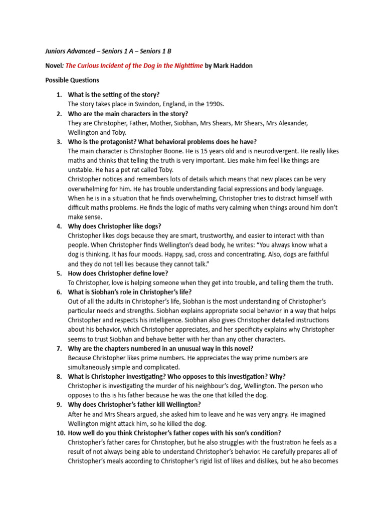 Summary of The Curious Incident | PDF