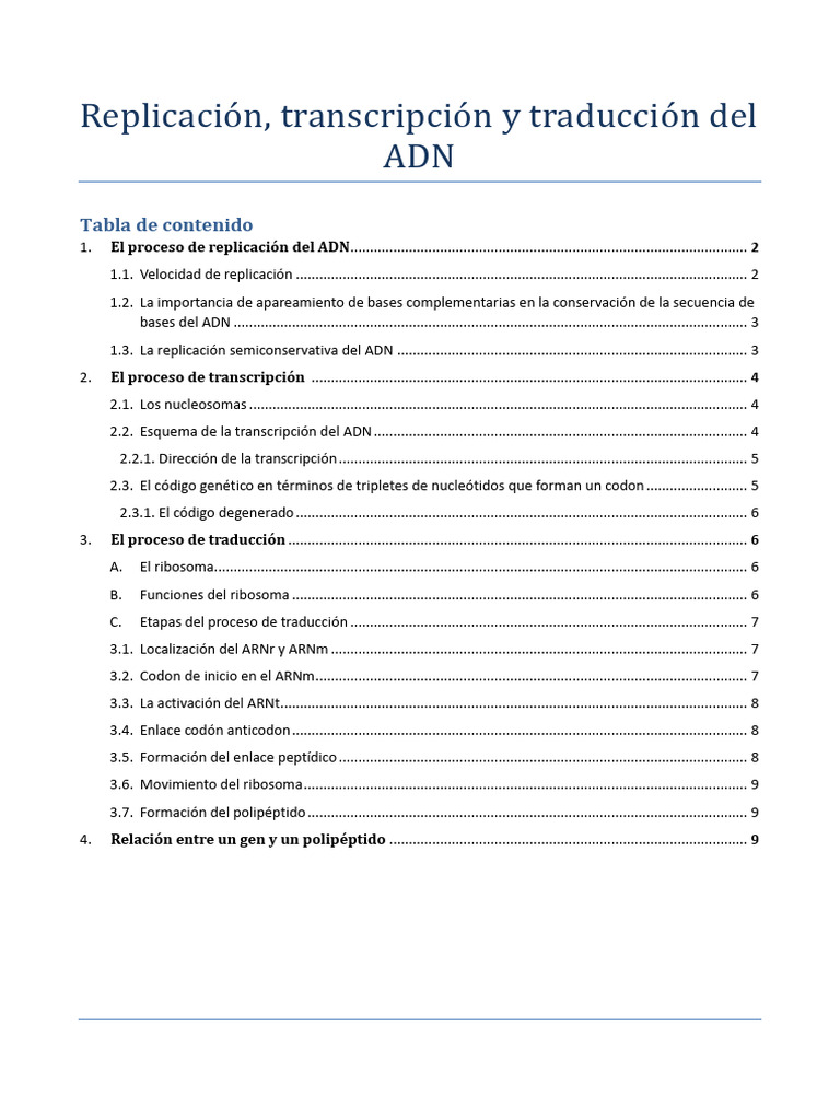 Replicación - Transcripción y Traducción Del ADN | PDF | Traducción (biología) | Codigo genetico