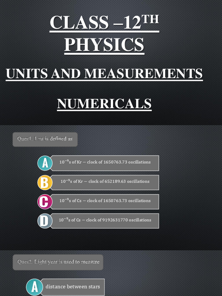 CLASS - 11TH Physics (Units and Measurements) OTQ-01 | PDF