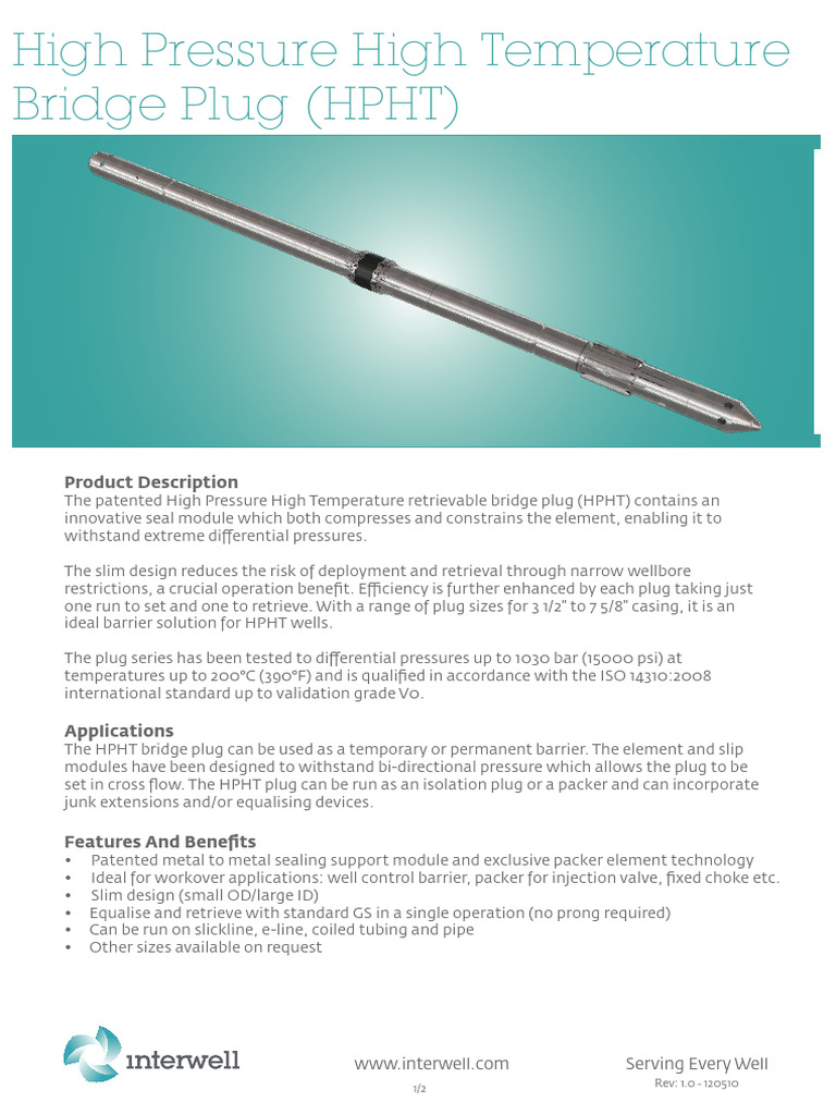 HPHT Product Datasheet Rev. 1 | PDF | Pipe (Fluid Conveyance) | Gas ...