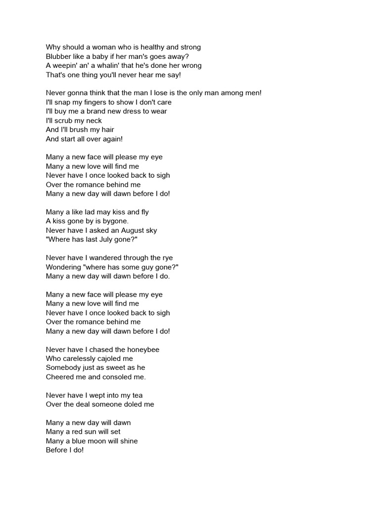 Many A New Day Lyrics | PDF