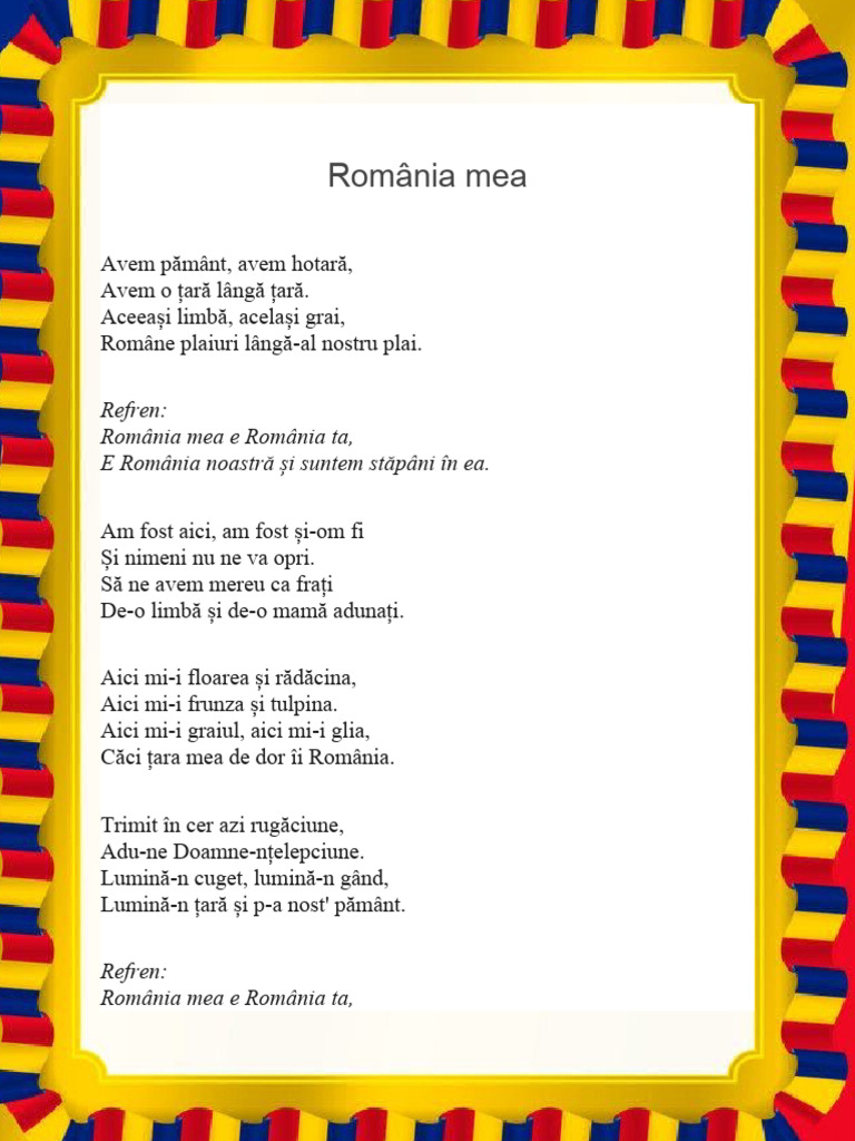 România Mea Versuri | PDF