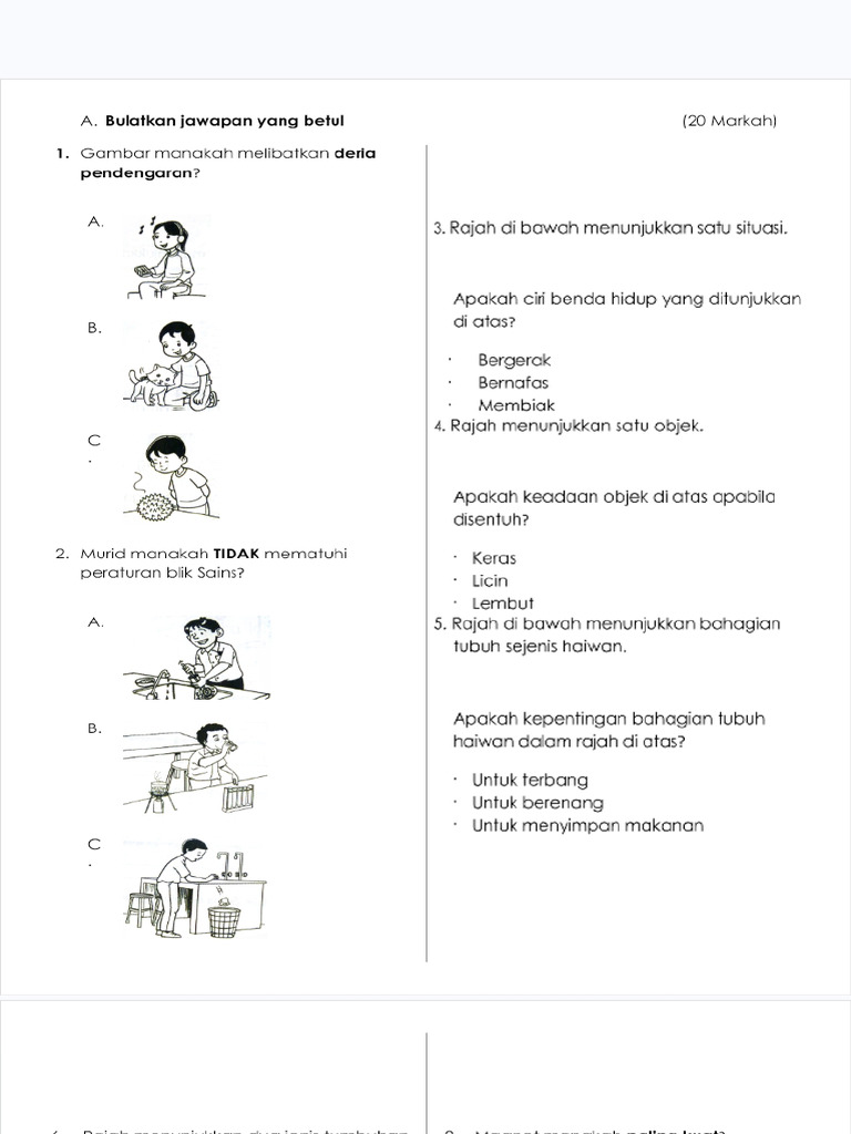 Set 3 Uasa Sains Tahun 1 Pdf