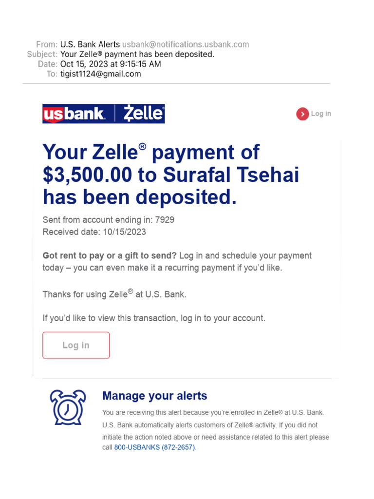 Your Zelle® Payment Has Been Deposited 3 | PDF