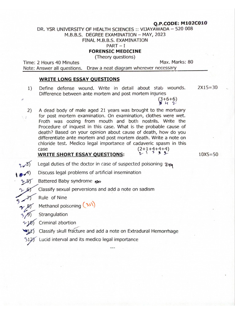 3rd Yr (2019 Batch) Supply Papers | PDF