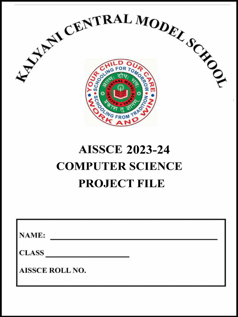 CS Project File Cover | PDF
