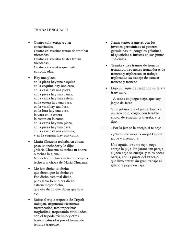 TRABALENGUAS II | PDF