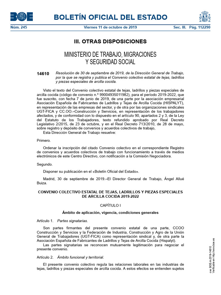 Boe A 2019 14610 | PDF | Salario | Derecho laboral