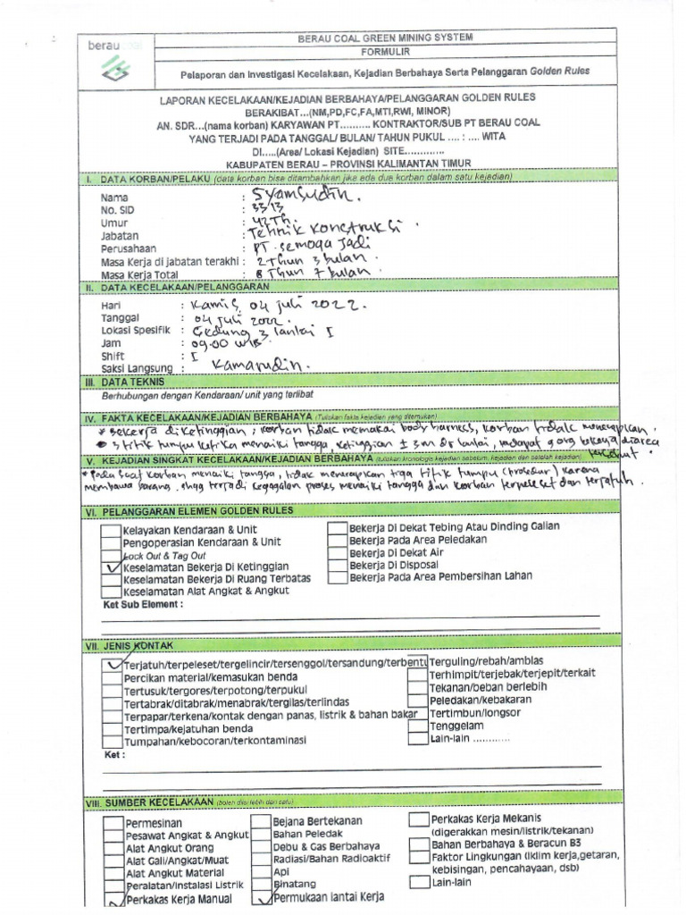 Formulir Investigasi | PDF