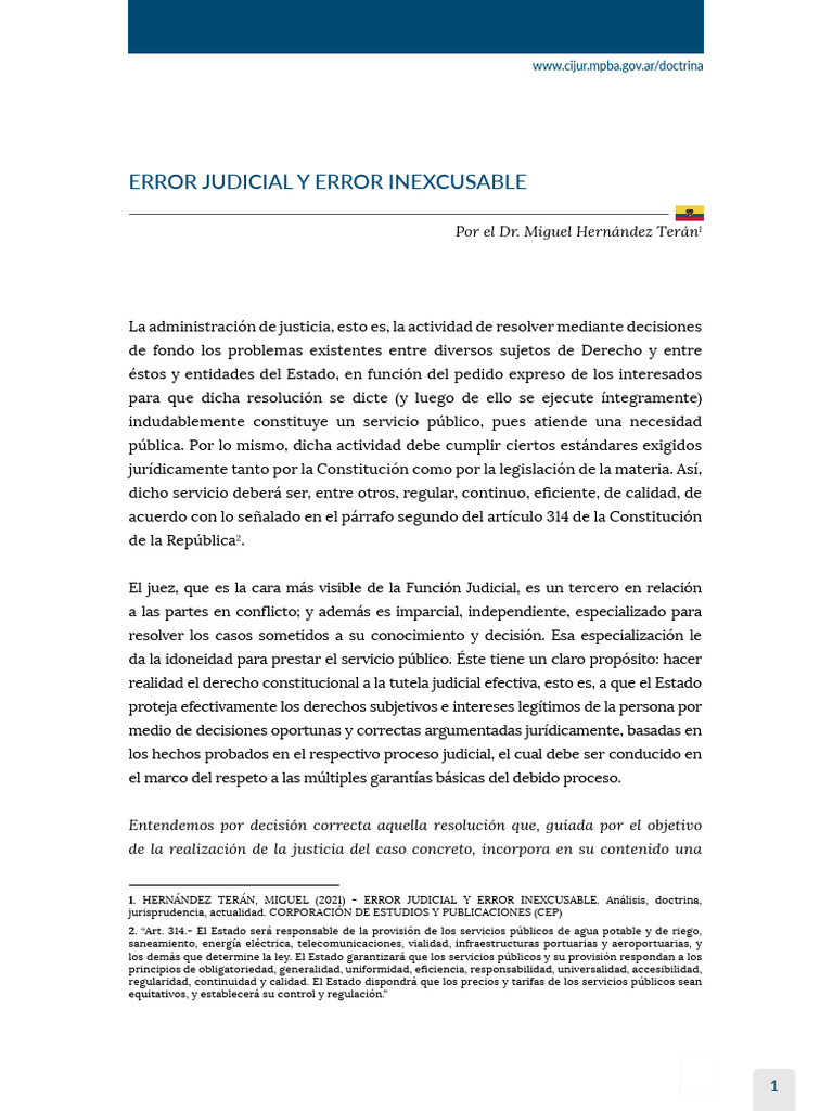 Error judicial y error inexcusable. Introducción y generalidades sobre ...
