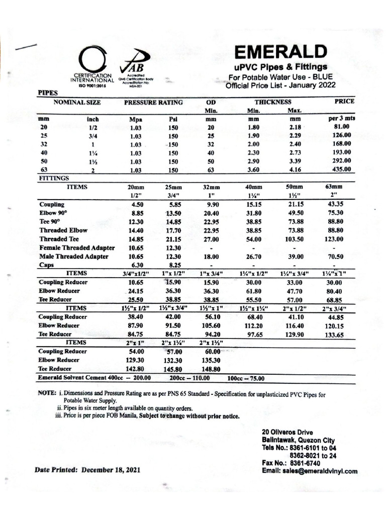 Emerald Pricelist | PDF